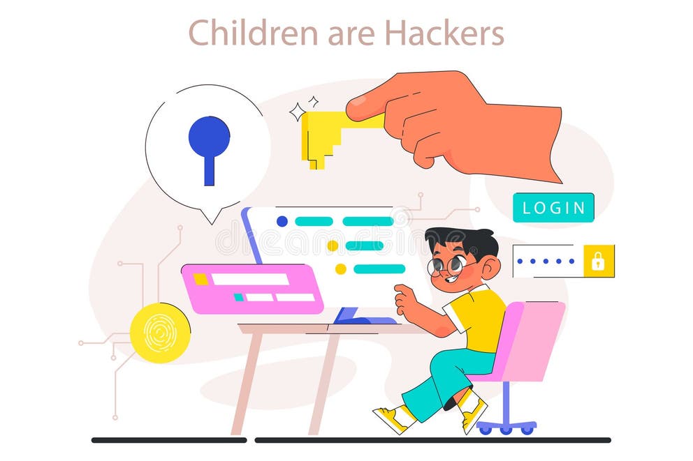 Little Boy Do Programming. Computer Science and Ethical Hacking Stock ...