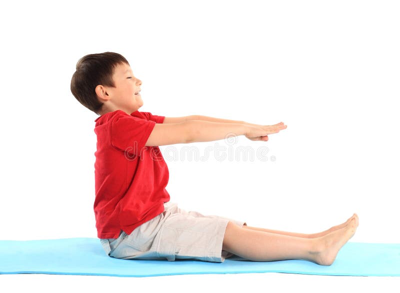 The Little Boy Does Exercise. Stock Image - Image of exercise ...