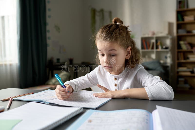 Little Boy Doing His Homework at Home Stock Image - Image of knowledge ...