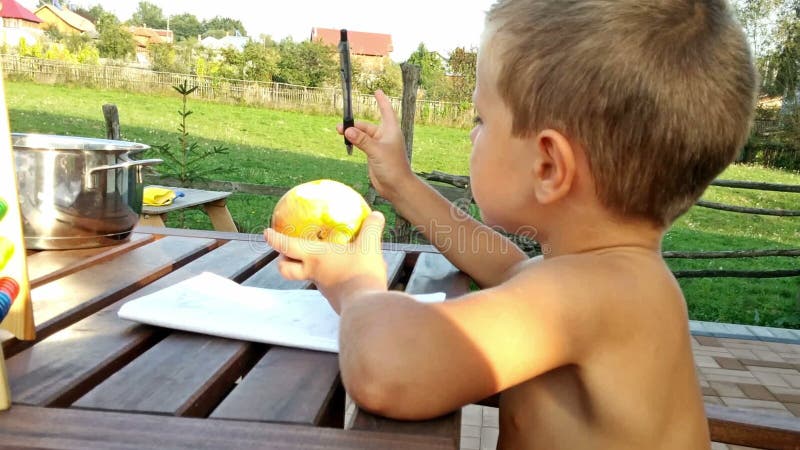 Little Boy Doing Homework, Camera Panning Stock Video - Video of ...