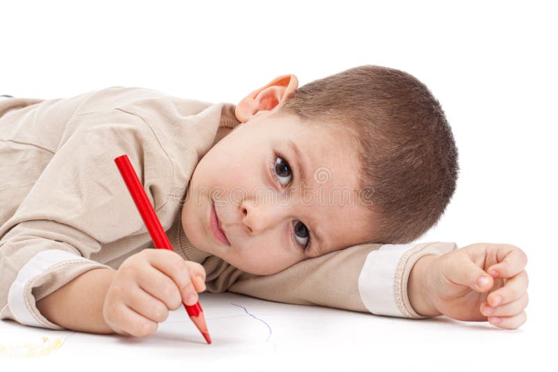 Little boy drawing stock photo. Image of crayons, adorable - 17943172
