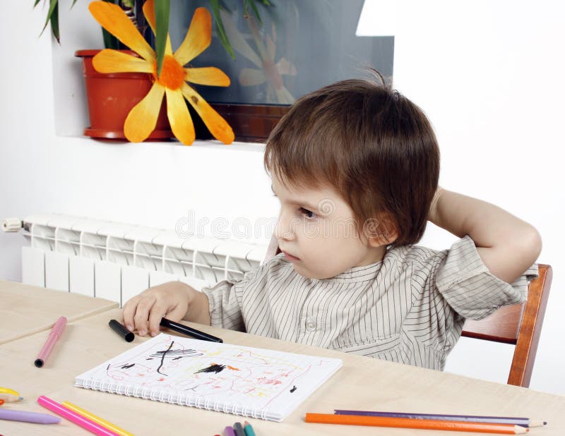 Little boy drawing stock photo. Image of adorable, looking - 19417996