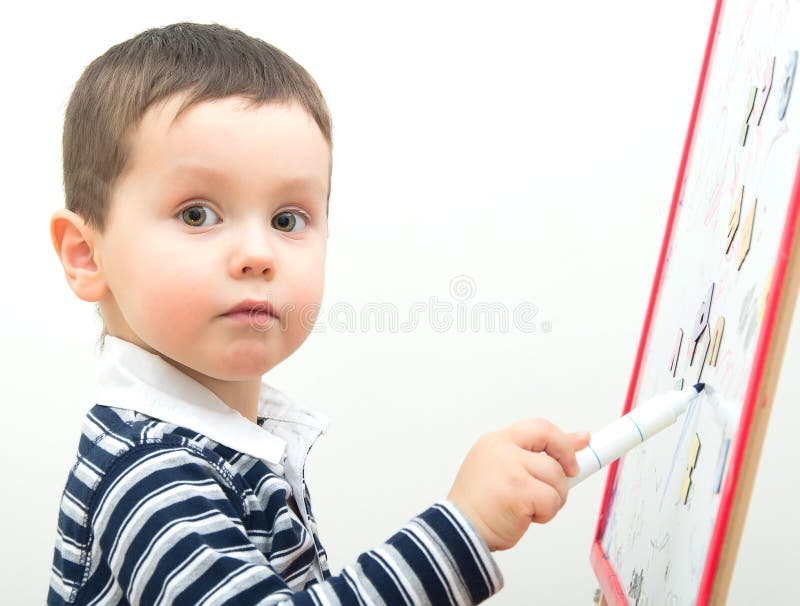 Little boy drawing stock image. Image of smart, education - 28647955