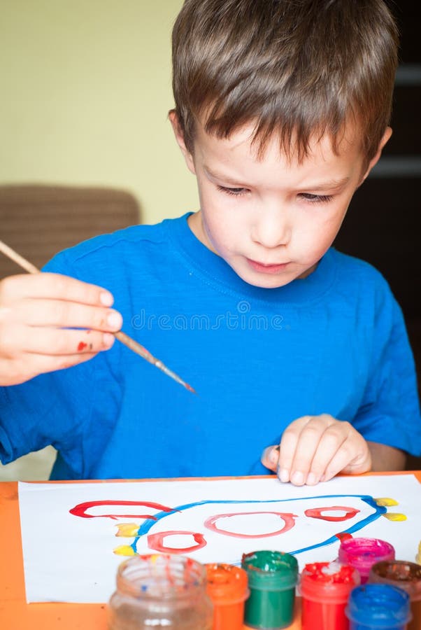 Little boy draws stock photo. Image of drawer, creative - 57208598
