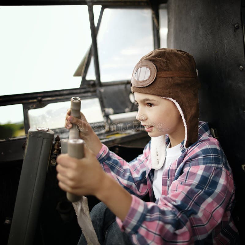 Little Boy Dreaming of Being Pilot Stock Photo - Image of child, aspire ...