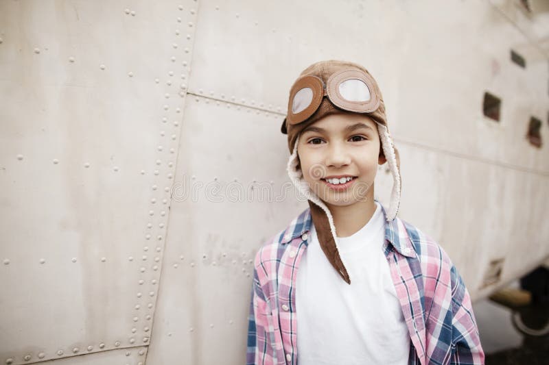 Little Boy Dreaming of Being Pilot Stock Image - Image of aspire ...