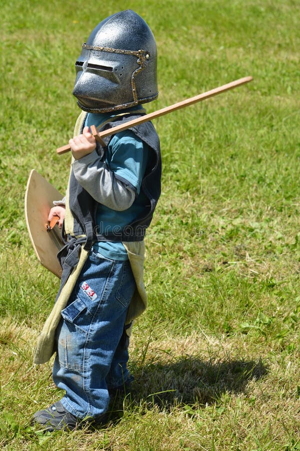 Little Boy Dressed As Knight Stock Image - Image of party, imitation ...
