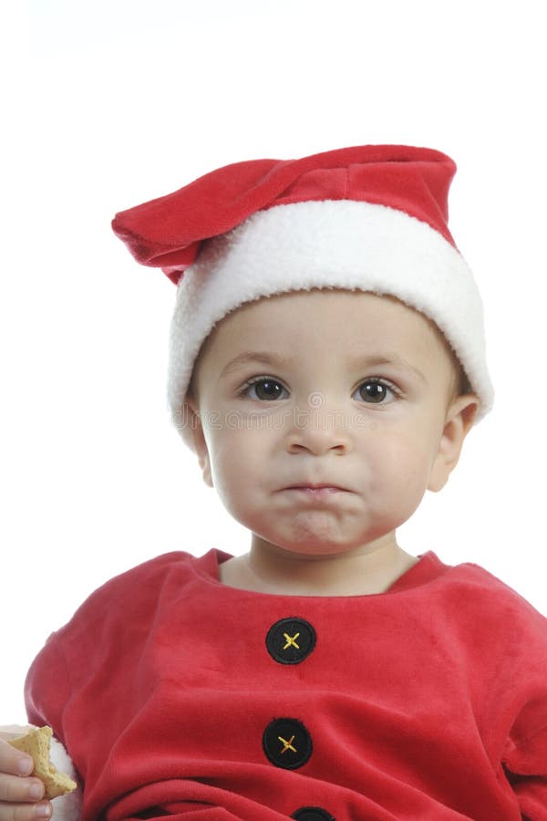 Little Boy Dressed As Santa Claus, and Telephoning Stock Photo - Image ...