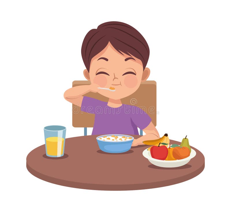 Boy Eating Breakfast Stock Illustrations – 2,025 Boy Eating Breakfast ...