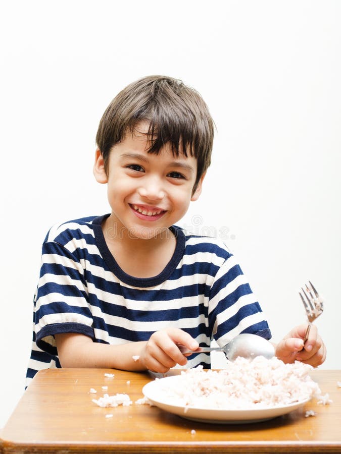 111 Little Boy Eating Rice Happy Face Stock Photos - Free & Royalty ...