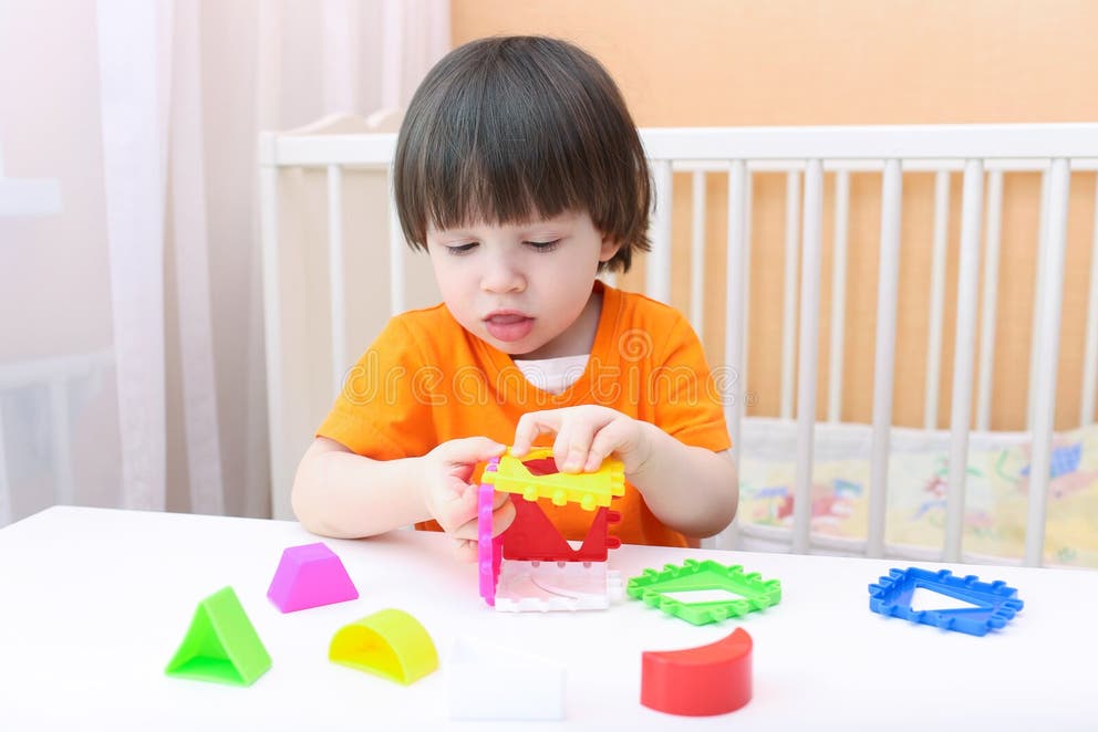 Little Boy with Educational Toy Stock Image - Image of toddler, cube ...