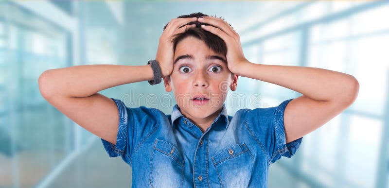 Boy with Expression of Amazement or Surprise Stock Image - Image of ...
