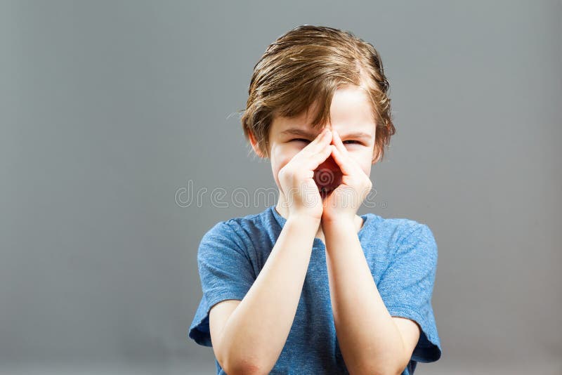 Little Boy Expressions - Shouting through Hands Stock Photo - Image of ...