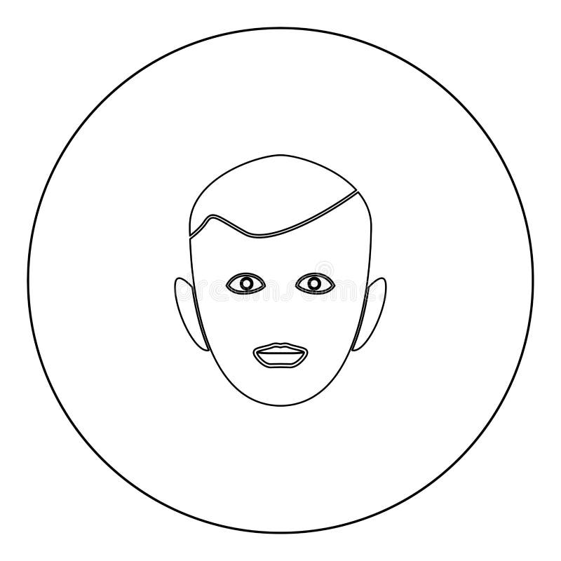 Little Boy Face Black Icon in Circle Vector Illustration Isolated ...