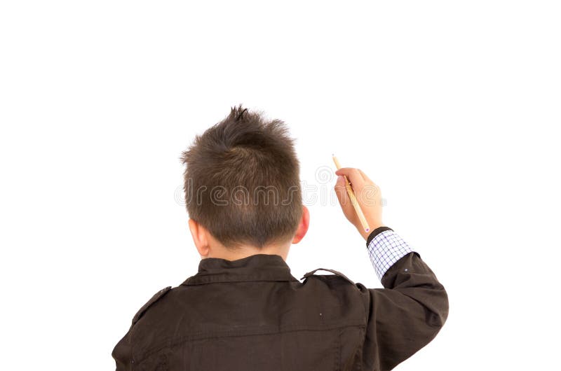 Little Boy Facing Backwards Drawing Air Stock Photos - Free & Royalty ...