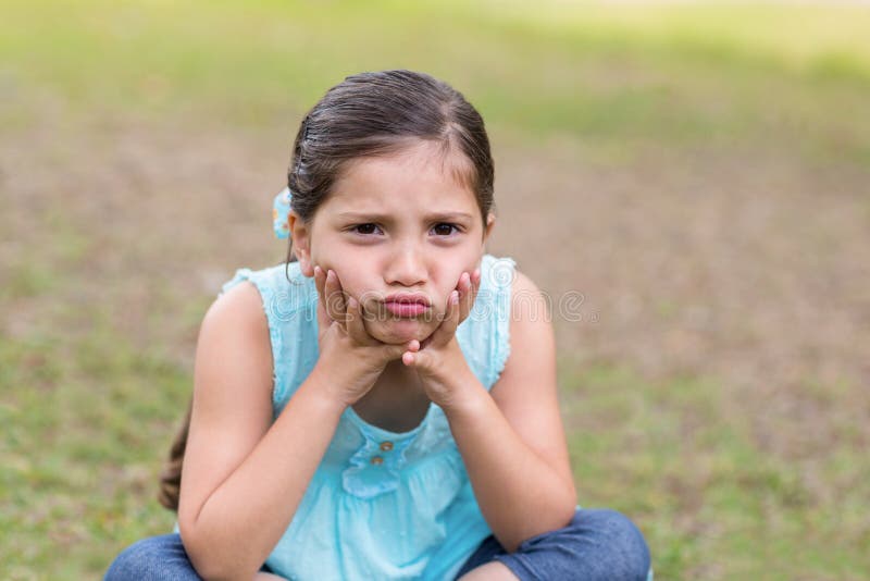Little Boy Feeling Sad in the Park Stock Photo - Image of nature ...
