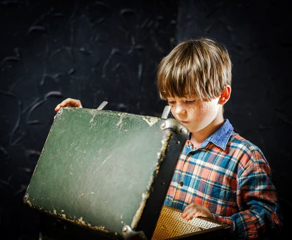 Little Boy Finding Treasure Stock Image - Image of energetic, rich ...