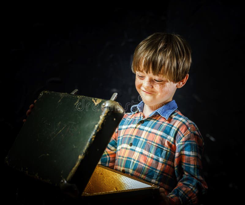Little Boy Finding Treasure Stock Photo - Image of chance, child: 44487782
