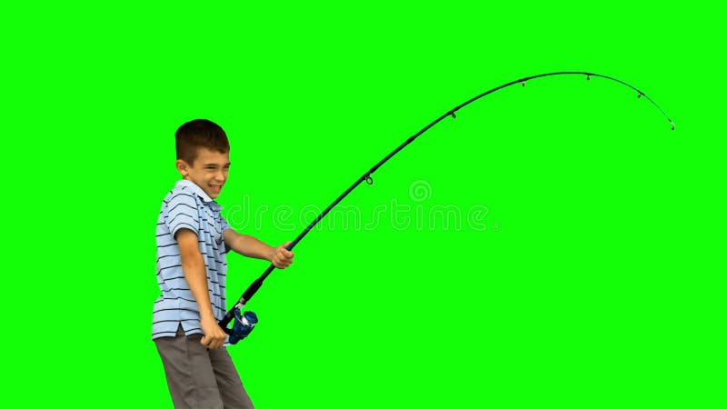 Little Boy Fishing on Green Screen Stock Footage - Video of screen ...