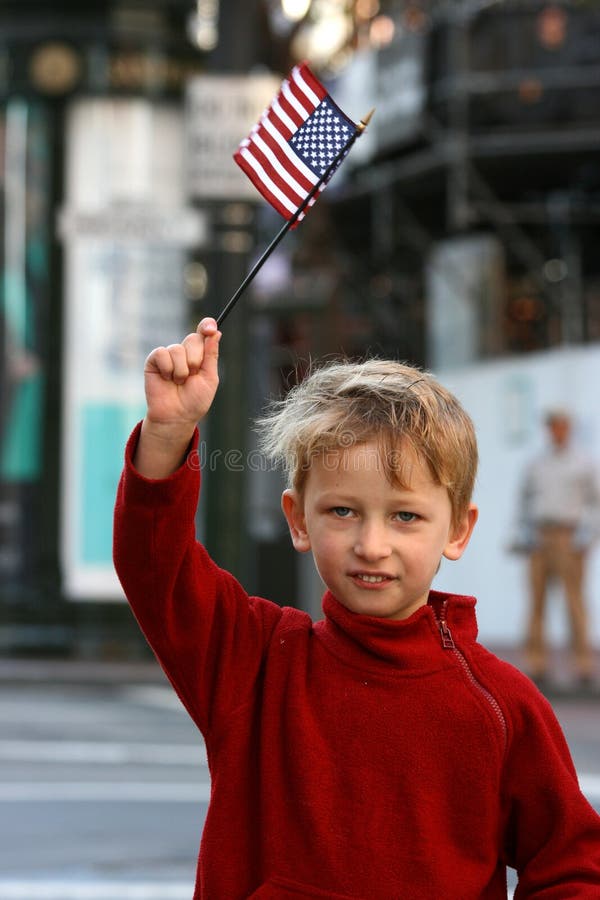 Little boy with flag stock image. Image of young, outside - 7027491