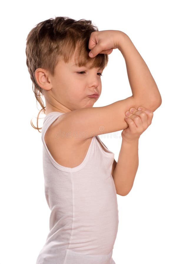 Little boy flexing biceps stock image. Image of hand - 13662717