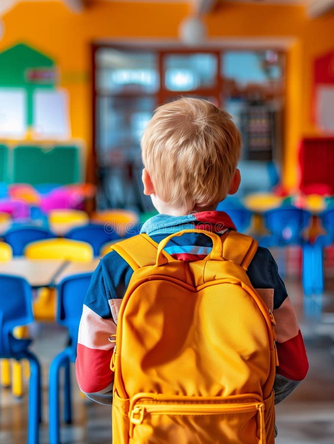 A Little Child Going Back To School Stock Illustration - Illustration ...