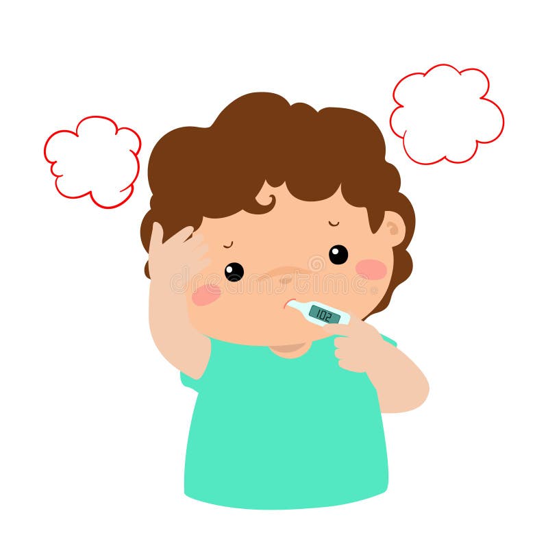 Little Boy Got High Temperature Cartoon. Stock Vector - Illustration of ...