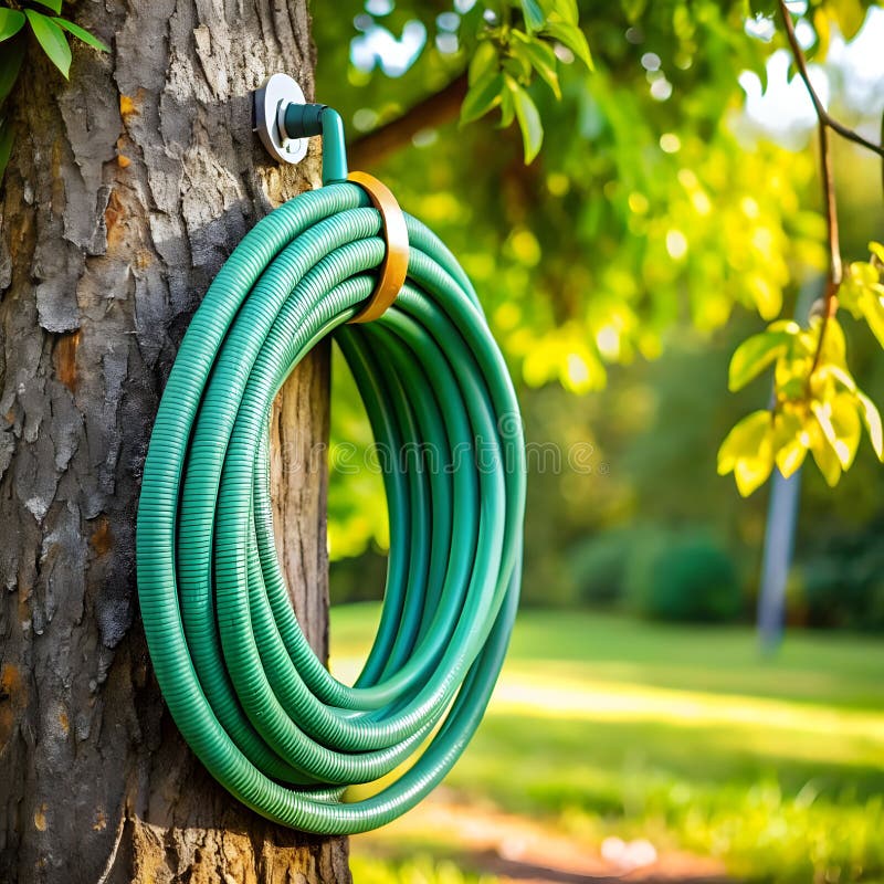 Hose on the tree stock illustration. Illustration of strong - 339146948