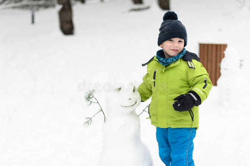 Little Boy Having Fun in the Snow Stock Image - Image of adventures ...
