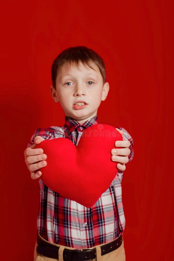 Little Boy with a Heart of Toy Stock Image - Image of friendship ...