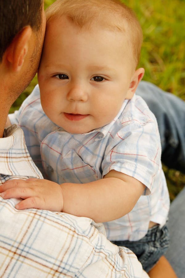 Little Boy with His Father on the Nature Stock Photo - Image of ...