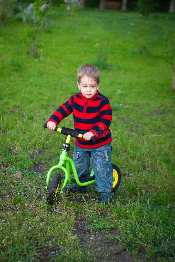 Little Boy on His First Bike Stock Photo - Image of bike, beauty: 54336630