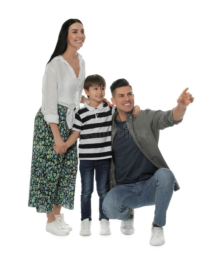 Little Boy with His Parents Together on White Background Stock Image ...