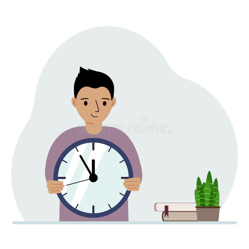 A Little Boy is Holding a Big Clock in Her Hands. the Concept of ...