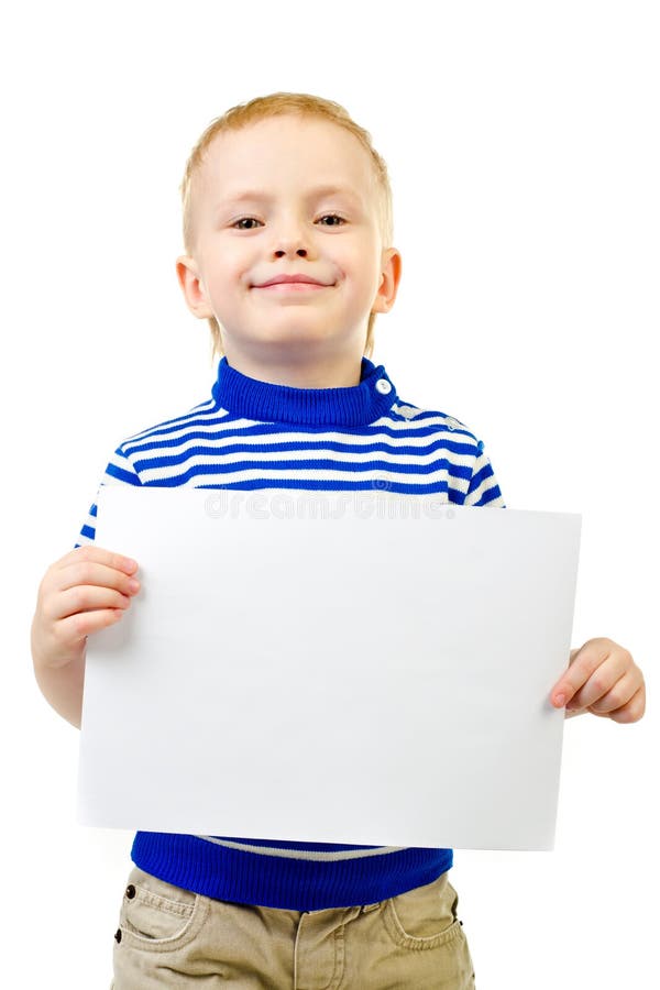 Boy holding paper stock photo. Image of blank, document - 25649308