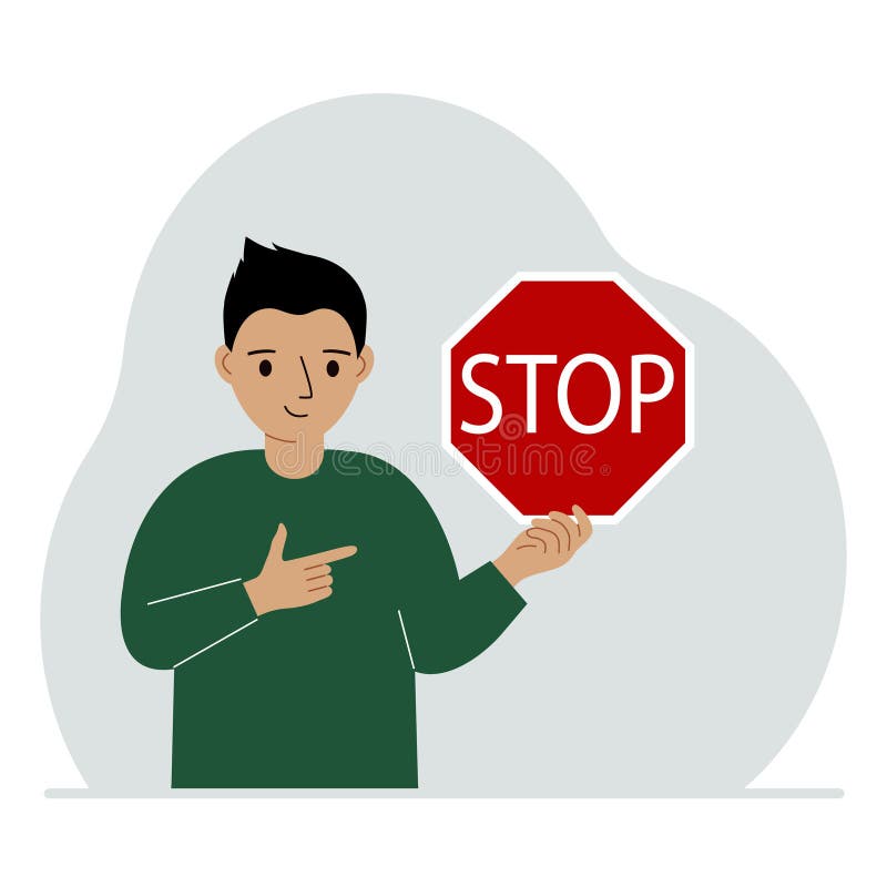 Boy Holding Stop Sign Stock Illustrations – 272 Boy Holding Stop Sign ...