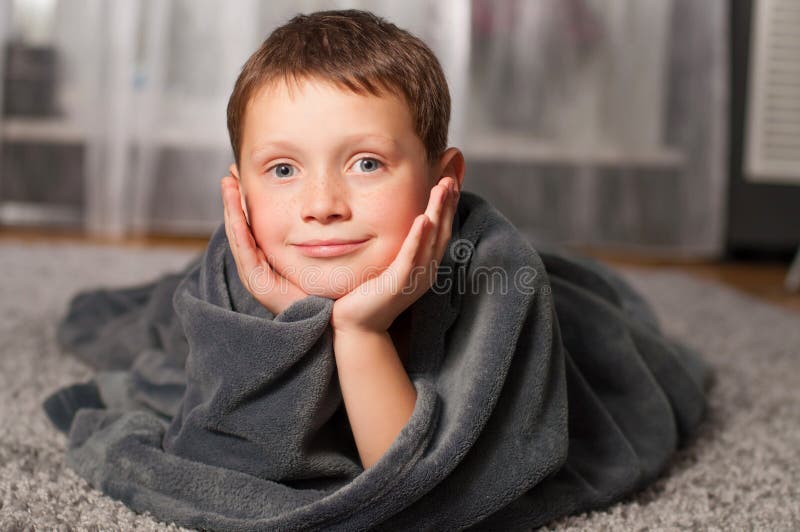 Little Boy at Home on the Carpet Stock Image - Image of close, flooring ...
