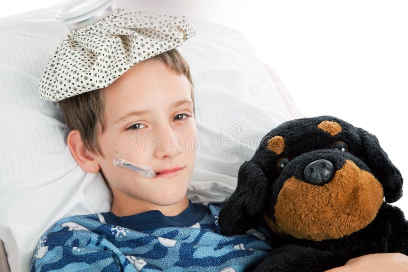 Little Boy Home Sick stock photo. Image of fever, home - 8051824