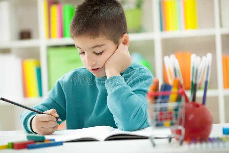 Little boy studying stock image. Image of junior, caucasian - 34454945
