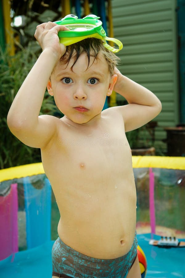 The Boy in the Inflatable Pool Stock Photo - Image of cool, activity ...