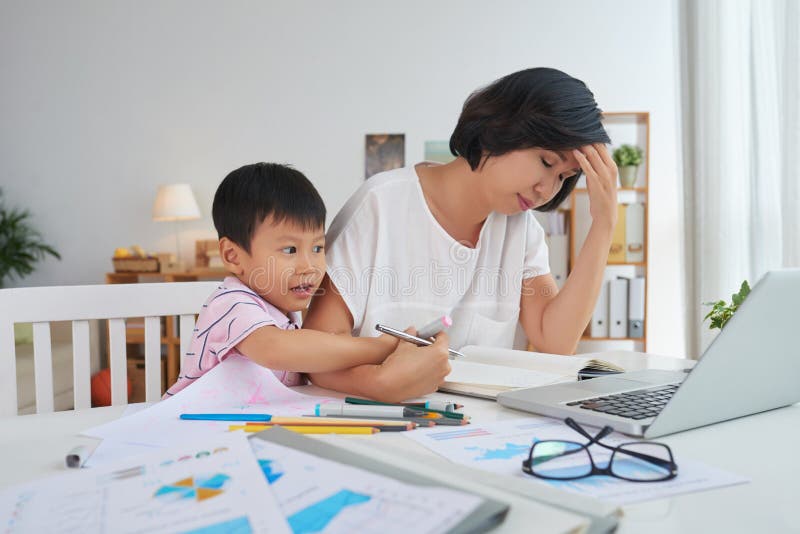 Interfering son stock photo. Image of home, writing, mother - 90926502