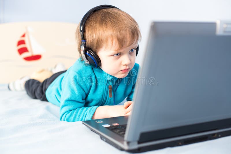 Little boy with laptop stock photo. Image of people, education - 28181038