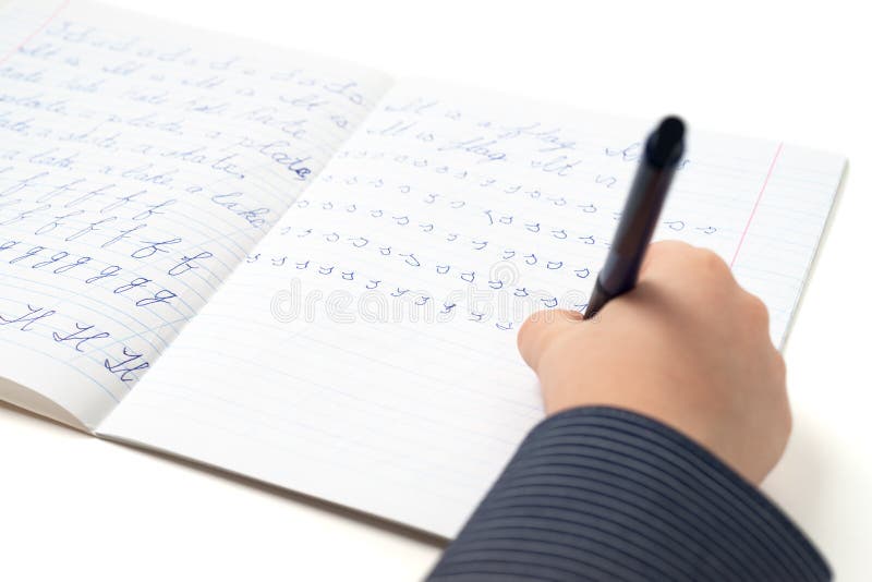 Little Boy Learning Writing English Stock Image - Image of paperwork ...