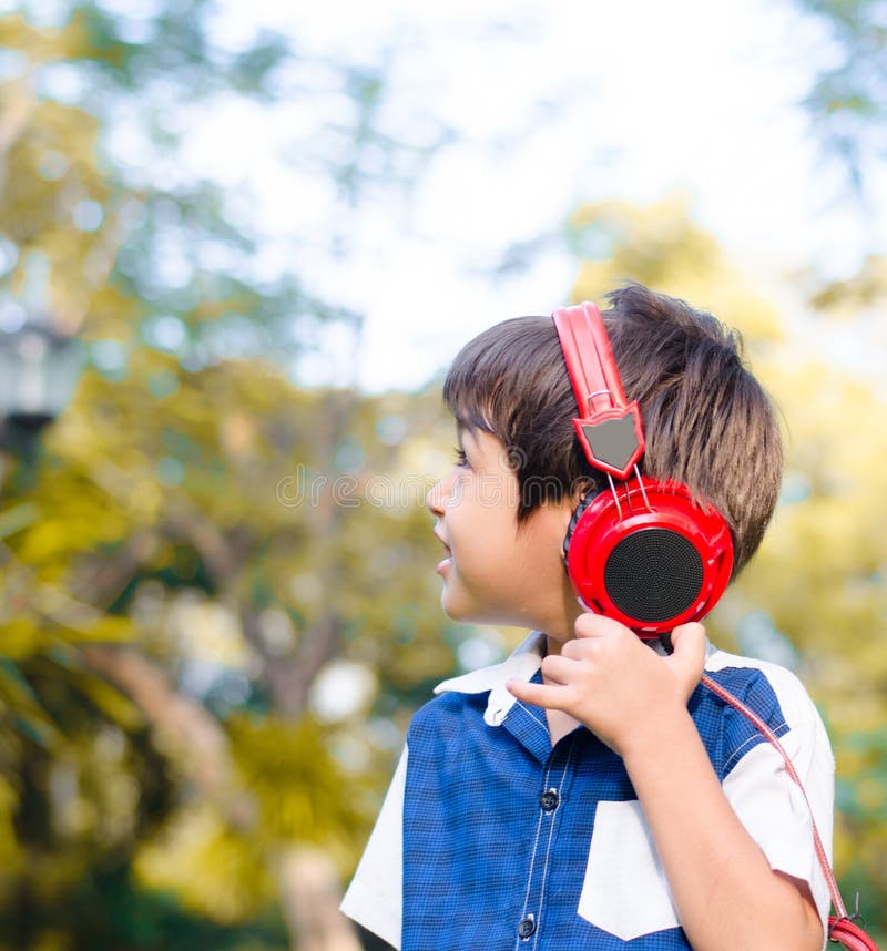 Little Boy Listening the Sound of Nature Vintage Style Stock Photo ...
