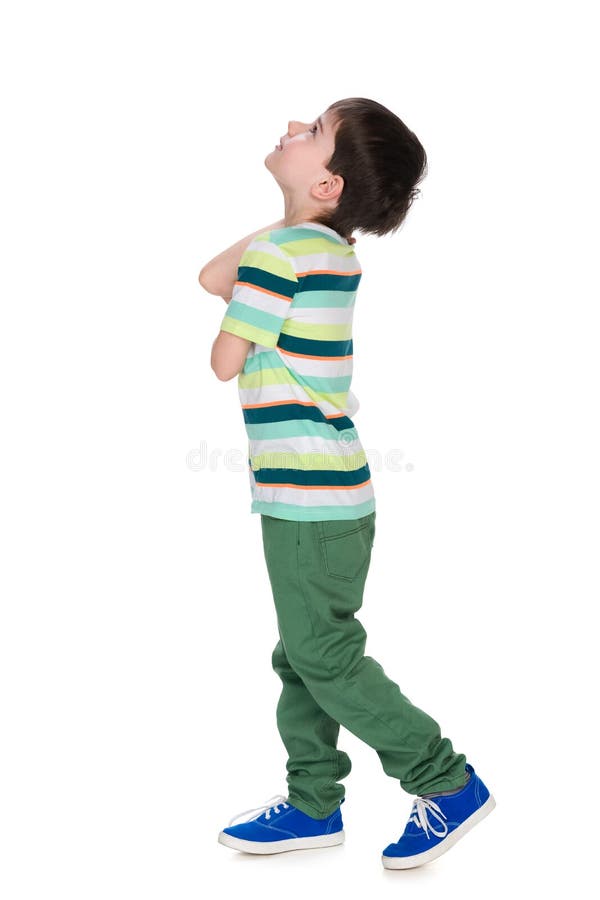 Little boy looks up stock photo. Image of profile, closeup - 61574254