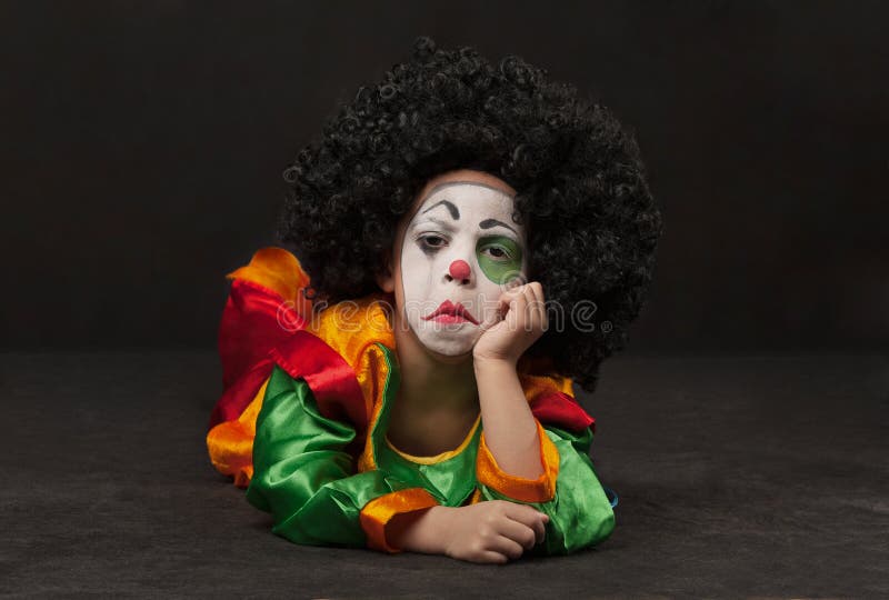 Little Boy, Make-up of Clown, African Stock Image - Image of frustrated ...