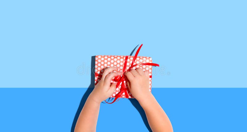 Little Boy Making a Gift Box Stock Photo - Image of crayon, drawing ...