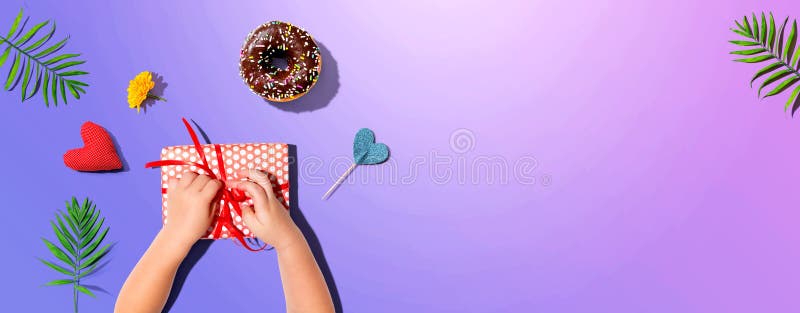 Little Boy Making a Gift Box Stock Photo - Image of crayon, drawing ...