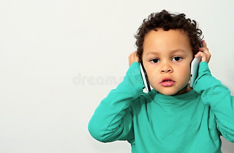 Little Boy Making a Phone Call Stock Photo - Image of closeup ...
