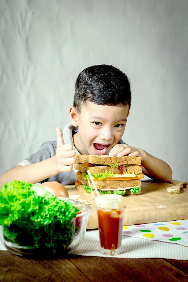 Little Boy Making a Sandwich Stock Photo - Image of food, kitchen: 64426978